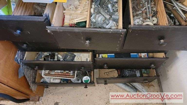 BIG DRESSER FULL OF HARDWARE! Take the dresser (or leave it) but the drawers seem to be holding ...