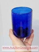 Cobalt Blue Threaded Glass Pitcher, Hand Blown Glass Cup, 4 Coffee Cups ...