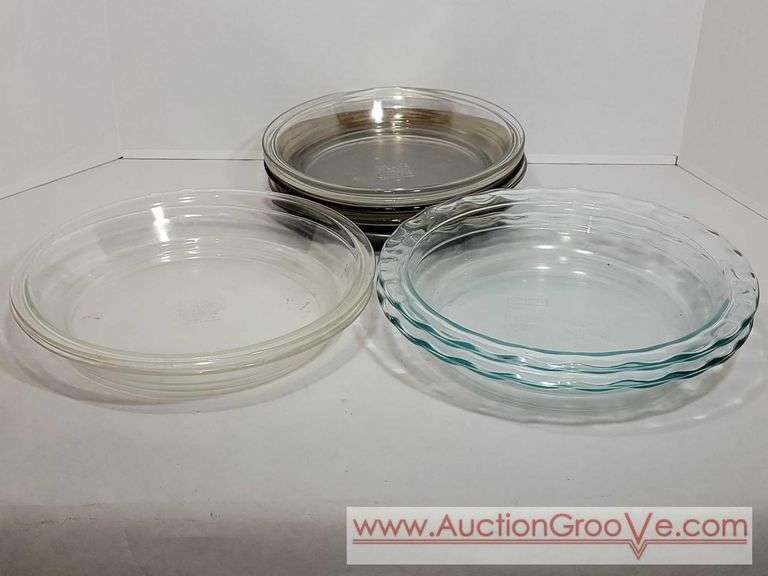 Pyrex Glass Pie Pans. Two 10", Two 9.5" Crimped Edge, Four 9",One 9 ...