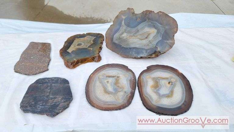 6 LARGE SLABS Photos shot with water on rocks. GEM & MINERAL RELATED ...