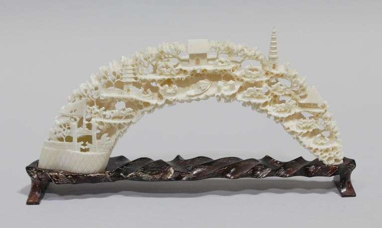 CARVED IVORY TUSK BRIDGE - Hodgins Halls Auction Group