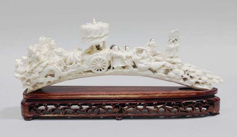 CARVED IVORY TUSK BRIDGE - Hodgins Halls Auction Group