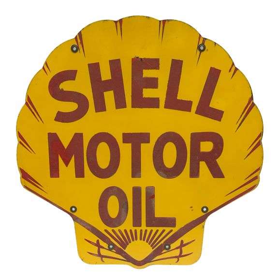 SHELL MOTOR OIL DIE CUT SERVICE STATION SIGN - Hodgins Halls Auction Group