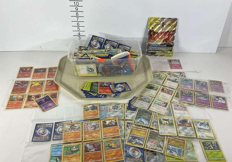 Pokémon lot. Shoebox tote full of single cards and cards in binder ...
