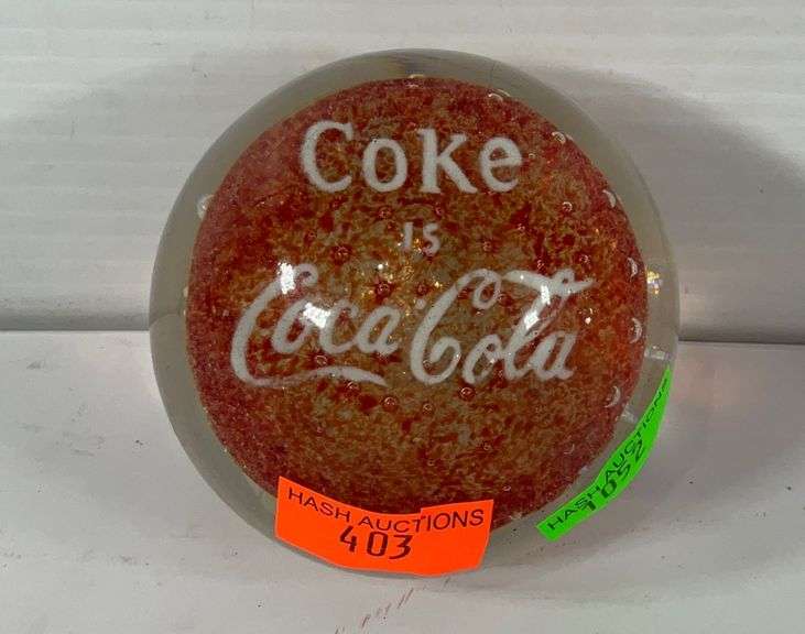 3” Coca-Cola art glass paperweight - Hash Auctions