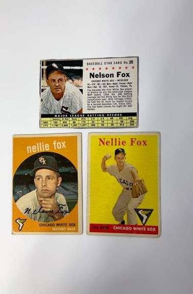 Nellie Fox Vintage Baseball cards. 1958 59 and 1961. Corner and edge ...