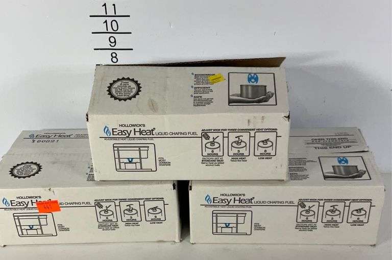 3 boxes of chafing fuel 6 cans per box - Hash Auctions