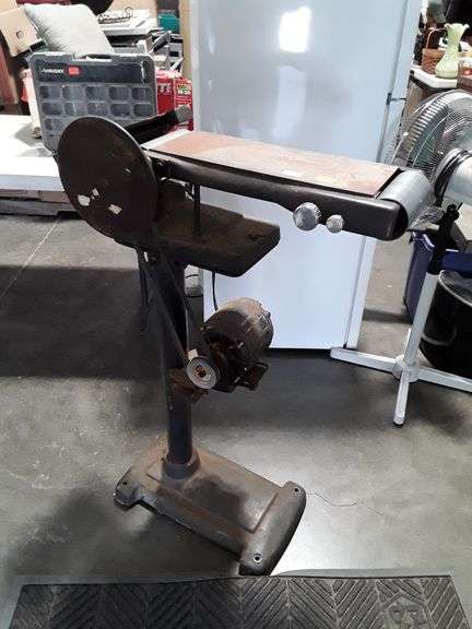 Early Craftsman Belt Disc Sander, floor stand model - Hash Auctions