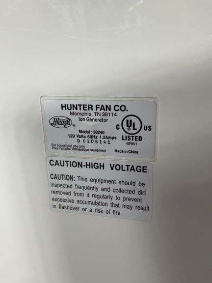 Hunter HEPA tech air filter and ion generator, works - Hash Auctions