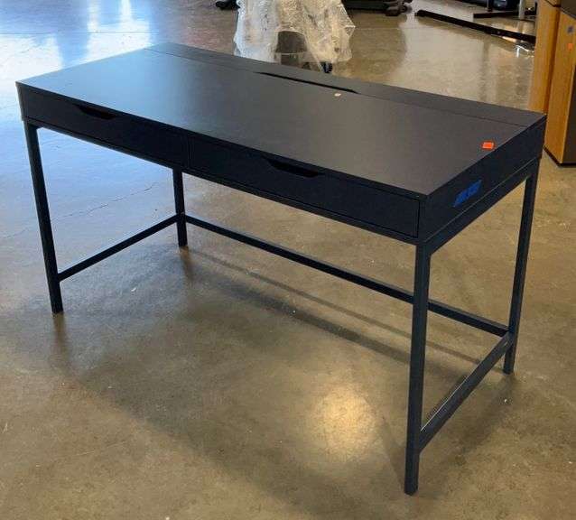 Students work desk, blue in color, two drawers front, wire storage ...