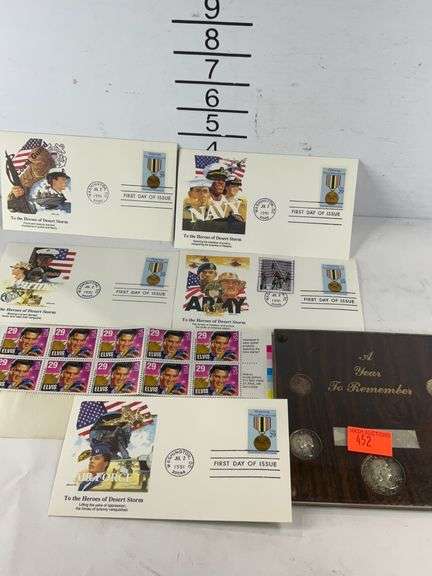 1958 a year to remember coin set, 10 Elvis Stamps, and five military ...