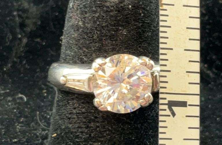 CZ Engagement Ring Signed ATI 3.9 grams Sterling Silver size 5.75 ...