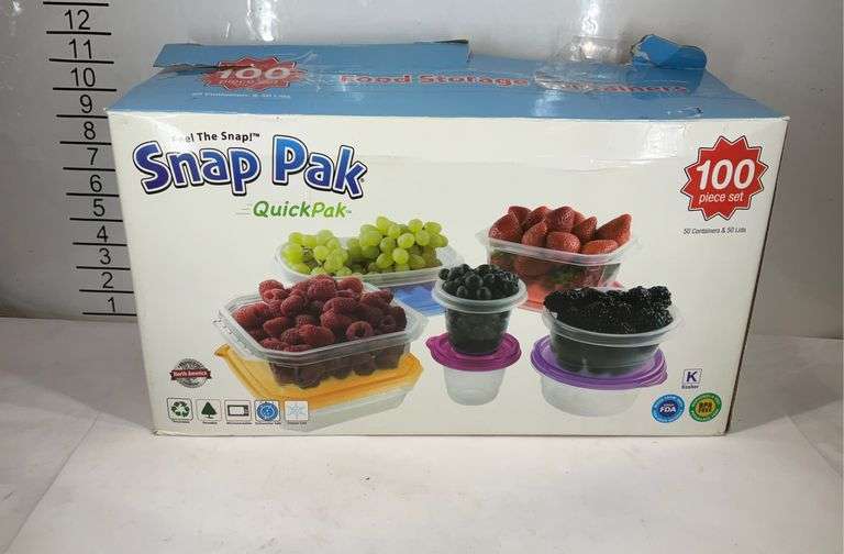 Partial box of snap pak food storage containers - Hash Auctions