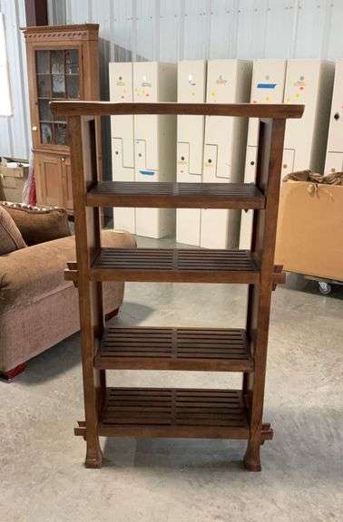 Rustic style mahogany open Book Storage shelf, four shelves, about ...