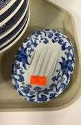 Dinnerware, five divided plates, soap dish, two cups and a creamer ...