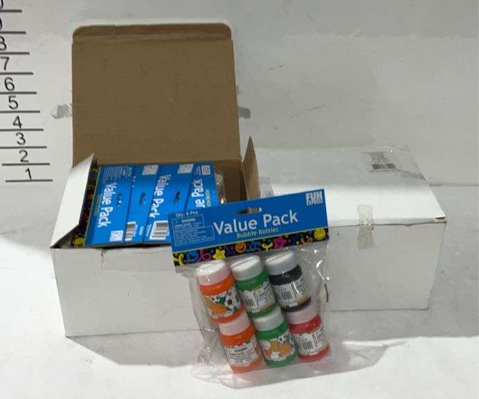 Two boxes of value pack bubbles, six packs per box - Hash Auctions