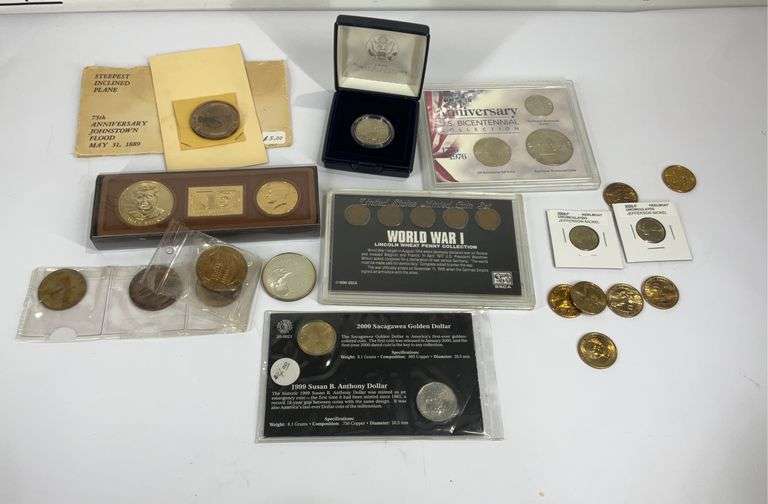 Group of coins, World War 1 coin set, Sacajawea dollar, presidential ...