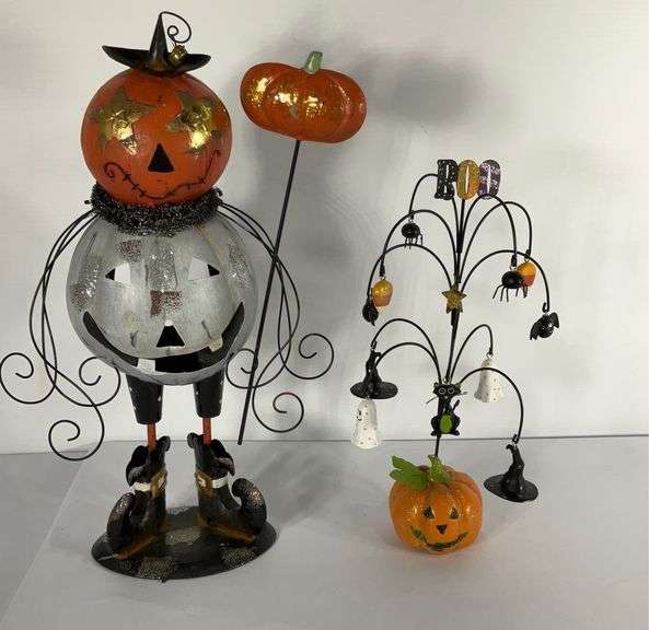 Halloween decor. Includes metal standing pumpkin and a boo tree. - Hash ...