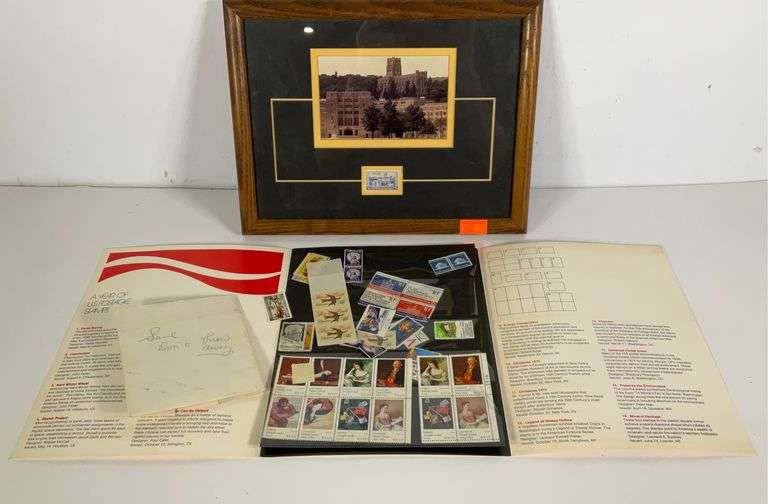 Framed West Point photo and stamp. Miscellaneous stamps. - Hash Auctions