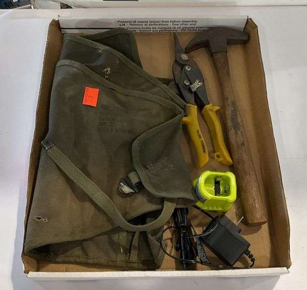 Task Force snips, hammer with wooden handle, tool roller with craftsman ...