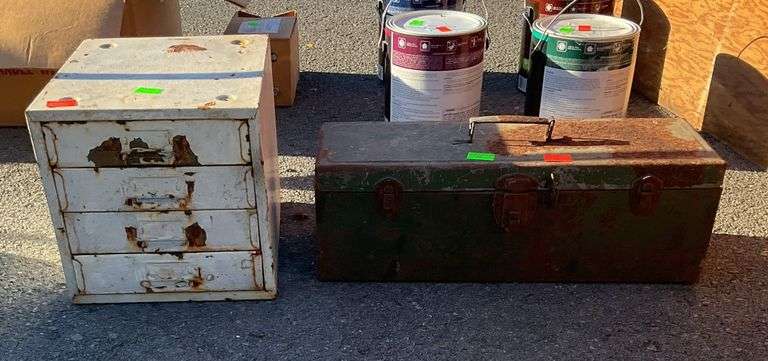 Metal toolbox and four drawer organizer, both items have rust but the ...