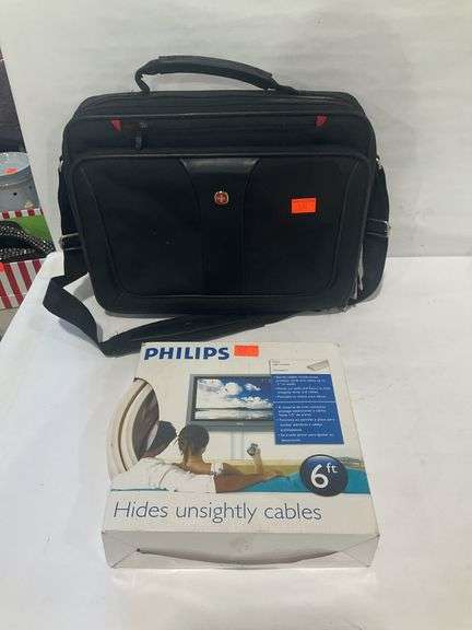 Philips 6ft cable concealer and a Swiss Tech laptop bag. - Hash Auctions