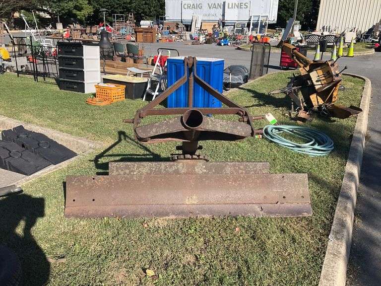 Three point angle blade 71”L with railroad rail attachment, item is ...