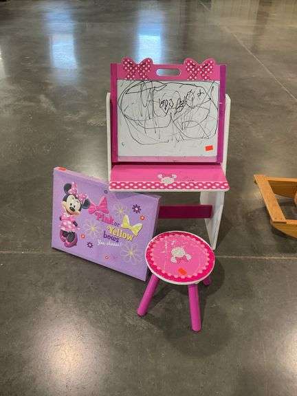 Child’s Minnie Mouse Art easel with stool, Magic ,asker marked as shown ...