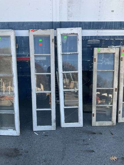 Pair of four panel glass windows, 57”H x 13”W - Hash Auctions