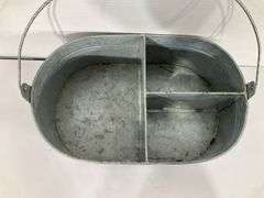 Galvanized aluminum bucket, divided sections, 14x9x5 - Hash Auctions