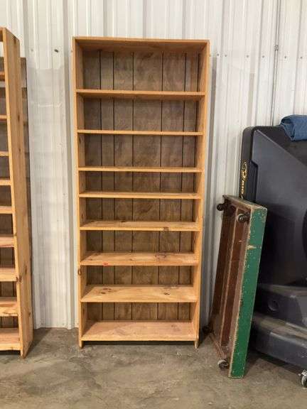 Bookshelf, 8-shelves, wooden body, 92”H x 37”L x 11.5”W - Hash Auctions