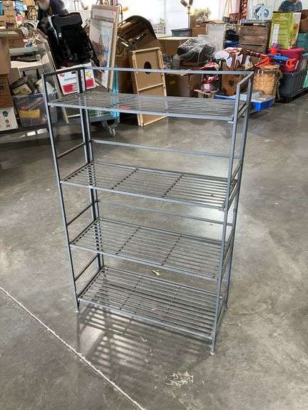 Folding Shelf Storage Rack, metal made, Four 26” wide shelves, 44” tall ...