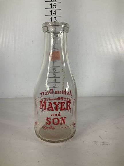 Mayer and Son Ashton Dairy Petersburg VA milk bottle. - Hash Auctions