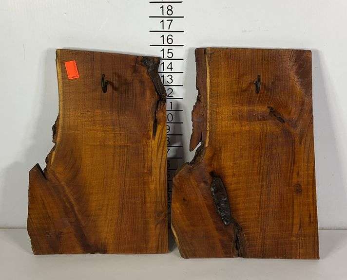 Rustic edge wood slabs made into hanging hooks - Hash Auctions