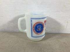 Anchor Hocking Ronald Reagan milk glass coffee mug - Hash Auctions