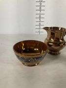 Lusterware bowl, mini pitcher, glass etched “Gettysburg 1863”, and a ...
