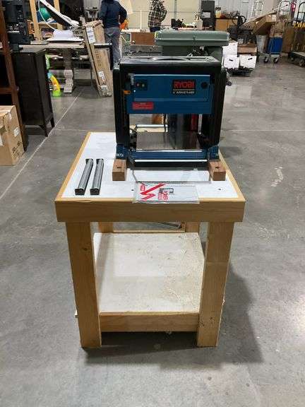 Ryobi 10” Planer with shop built wood floor stand, - Hash Auctions