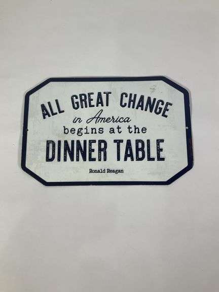 Ronald Reagan quote tin sign. All great change in America begins at the ...