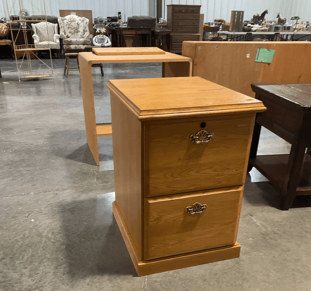 Two drawer filing cabinet, wooden body, 24”L x 20”W - Hash Auctions