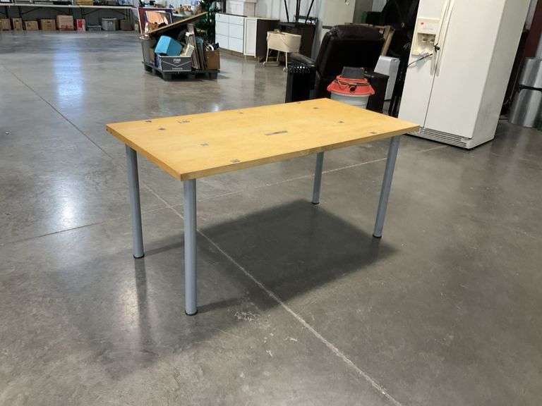 Table with wooden top and metal legs, Velcro attached to top, 29 ...