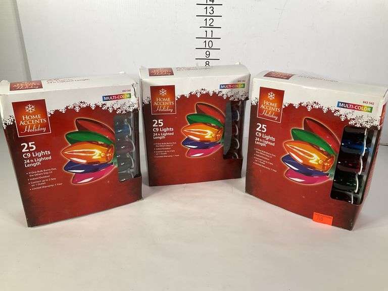 Three packs of multi color string lights. C9 lights - Hash Auctions