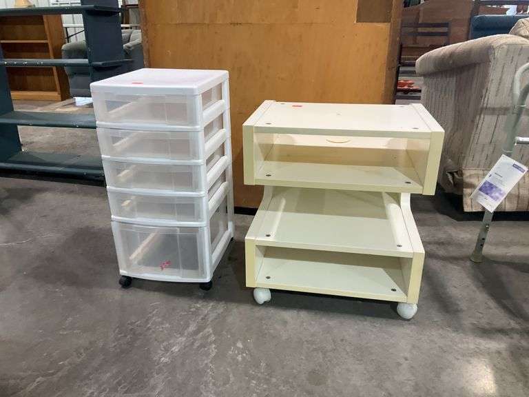 2pcs: Mobile poly storage unit, 5 drawers, 12”L x 14”W x 26”H, trolley ...