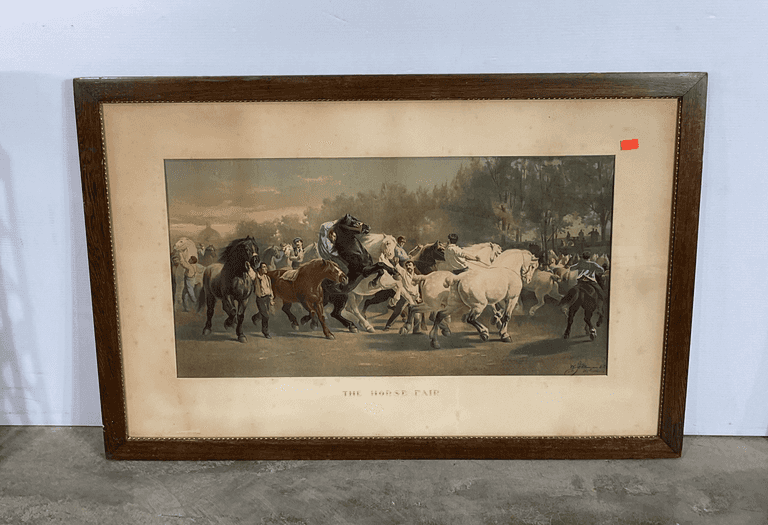 Framed print, The Horse Fair, 47.5x31.5. Vintage framed color ...