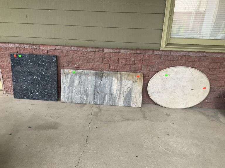 3-Marble slabs, 24”square, 42”L x 17”W and 29”L x 22”H - Hash Auctions