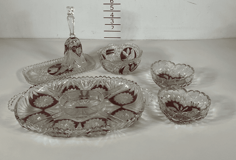 Six piece Hofbauer lead crystal group. Relish, bell and more - Hash ...