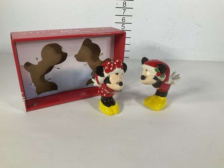Disney Mickey & Minnie salt & pepper shakers. Mickey has a chip on his ...