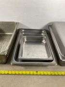 Buffet table insert pans, strainer pans, one lid - Hash Auctions