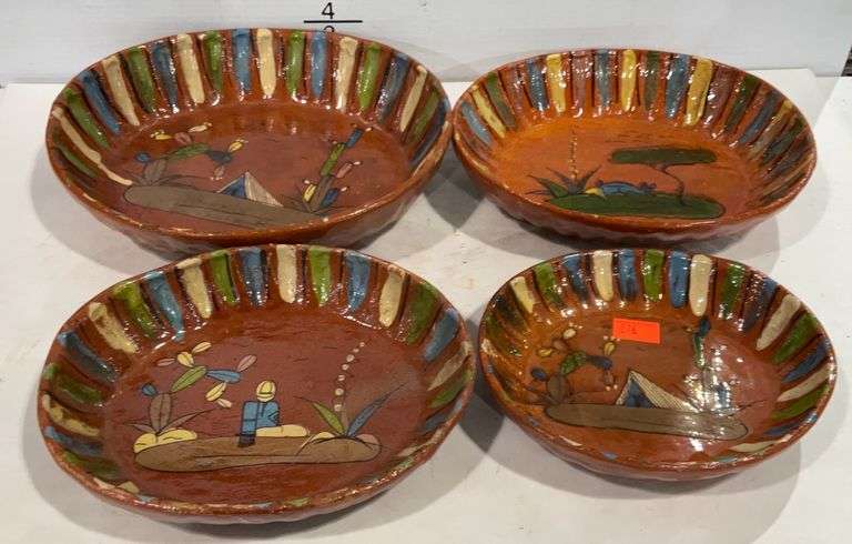 Four clay painted bowls - Hash Auctions
