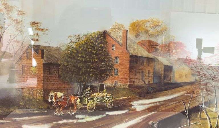 Print of Aldie Mill in Aldie, VA, artist signed, Bud Cook, framed ...