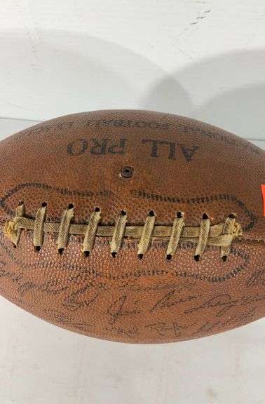1960’s All-Pro NFL Facsimile football. Johnny Unitas, Dick Butkus, Mel ...